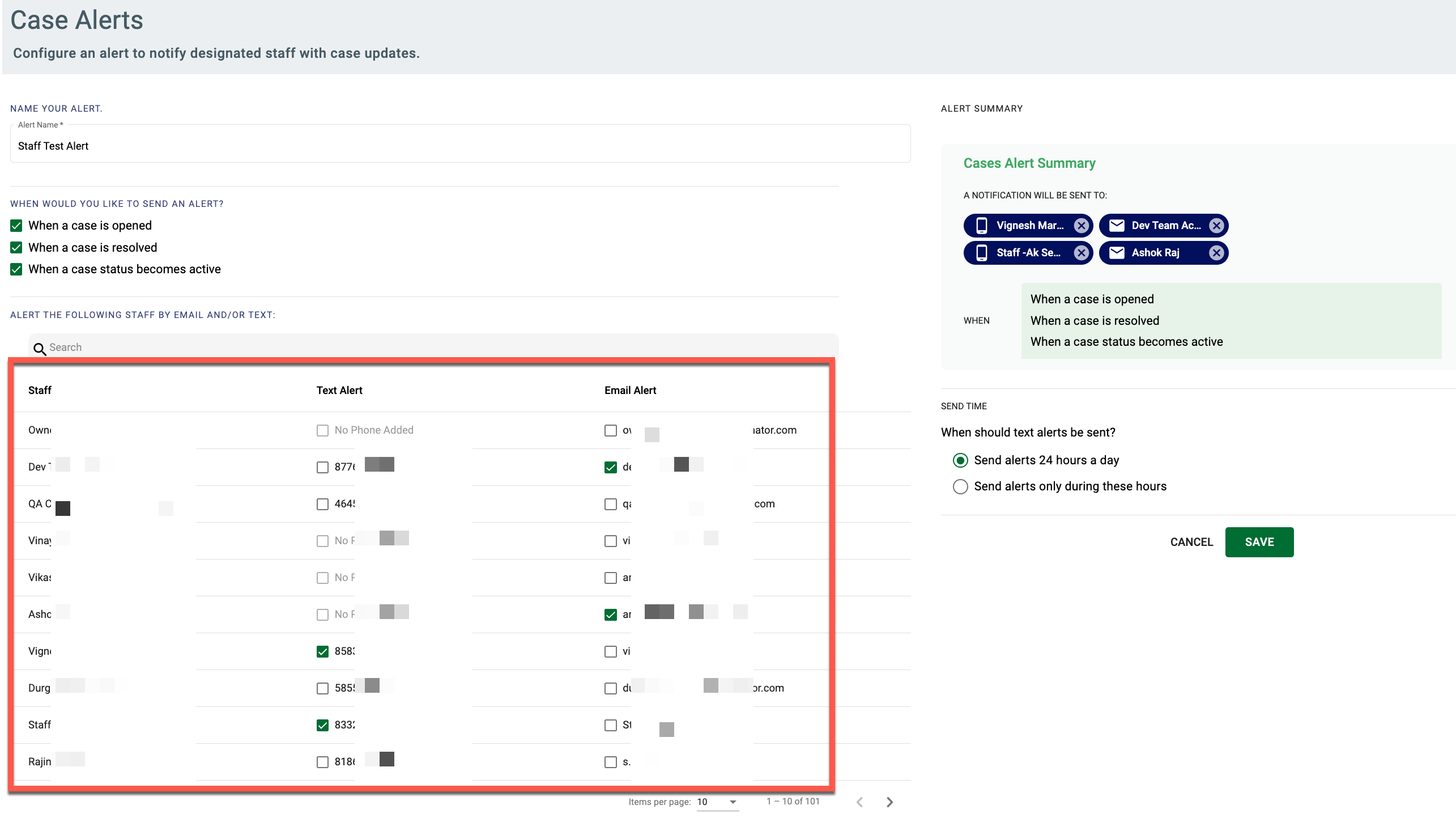 Case Management - Case Alerts
