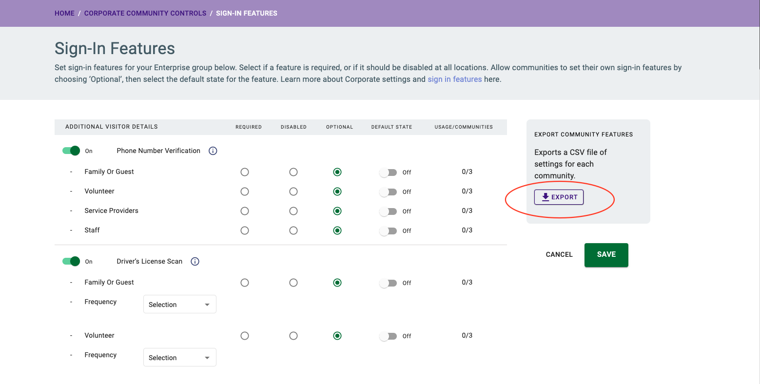 Corporate Controls | Sign-In Features