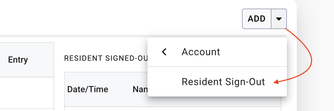 Resident Sign-In / Out From the Dashboard