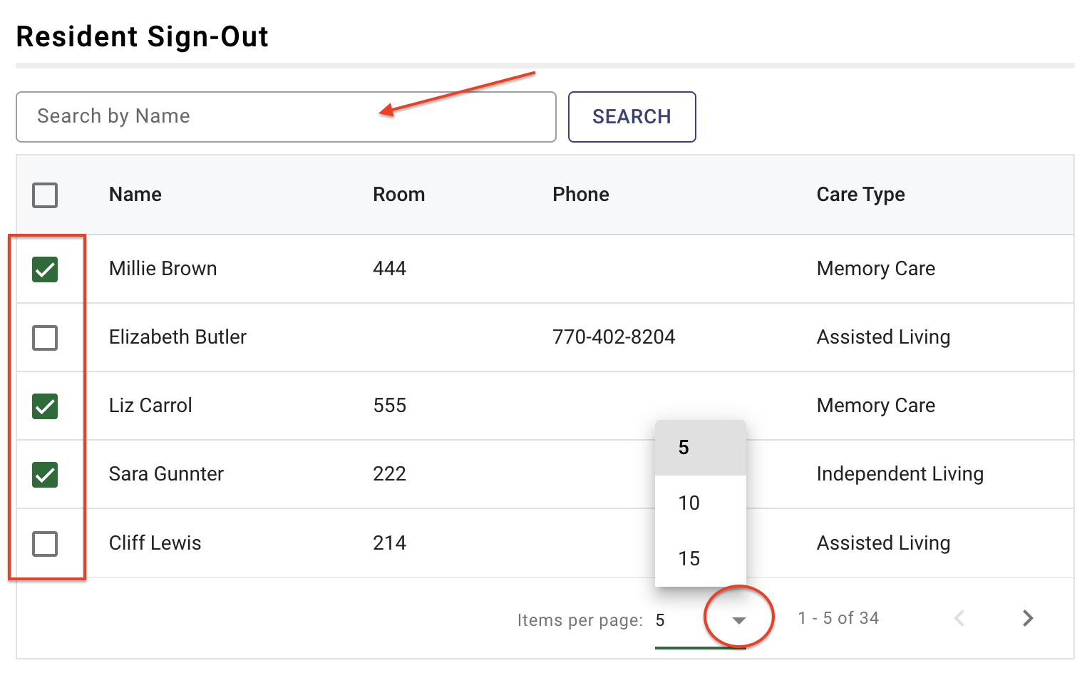 Resident Sign-In / Out From the Dashboard