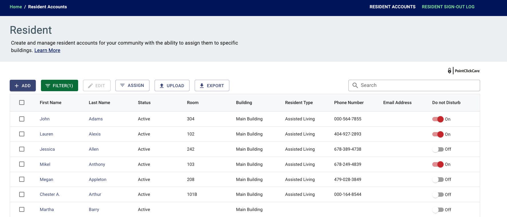 Managing Your Resident Roster